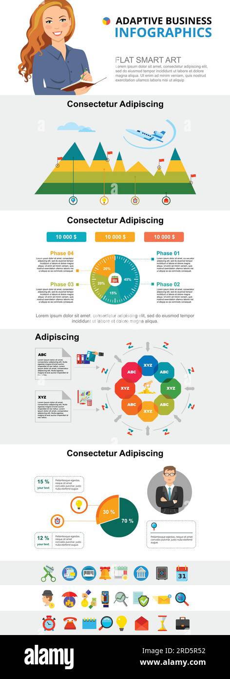 Planning and statistics concept infographic charts set Stock Vector ...