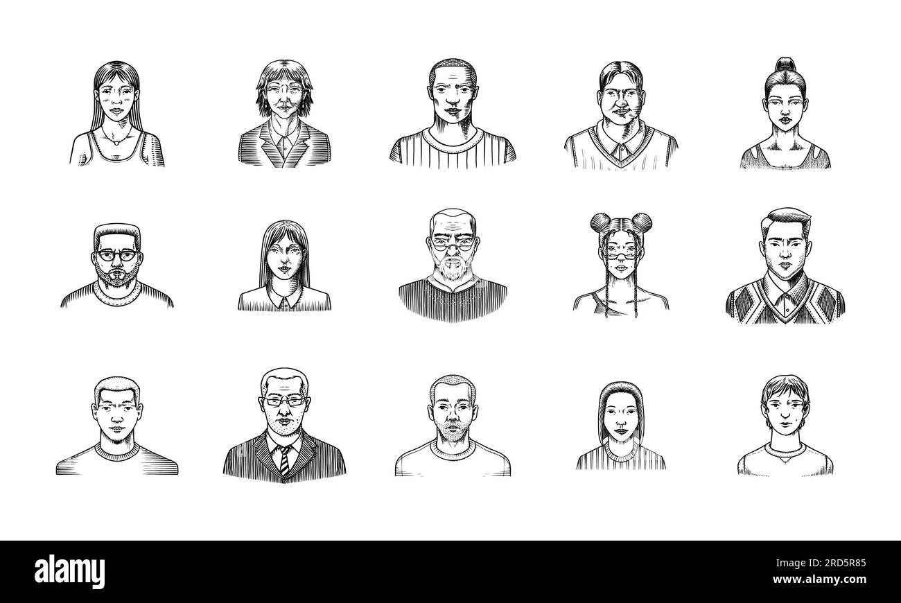 Human Avatars Collection. Diverse faces of people. Characters set ...