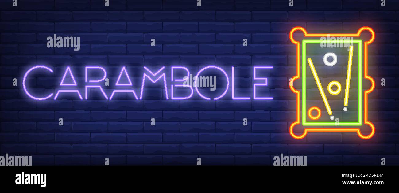 Carambole neon text with billiard table Stock Vector Image & Art - Alamy