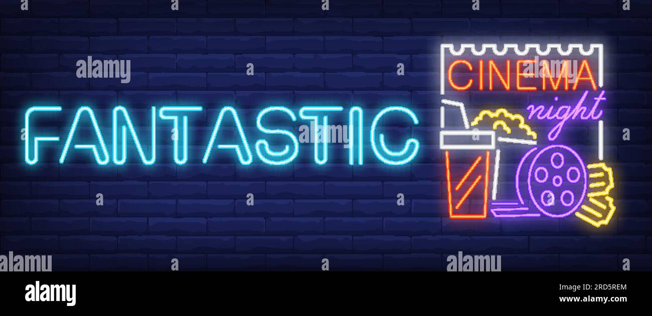 Fantastic Cinema Night neon sign Stock Vector Image & Art - Alamy
