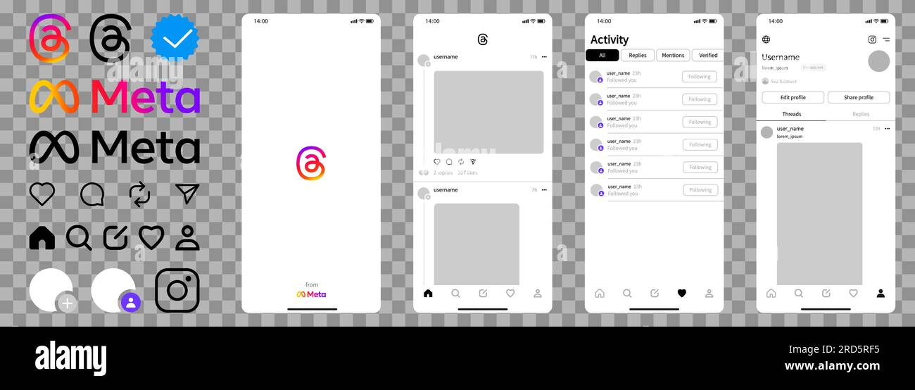 Threads frame social network. New Instagram app isolated on transparent ...
