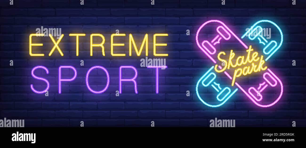 Extreme sport, skate park neon style banner Stock Vector Image & Art ...