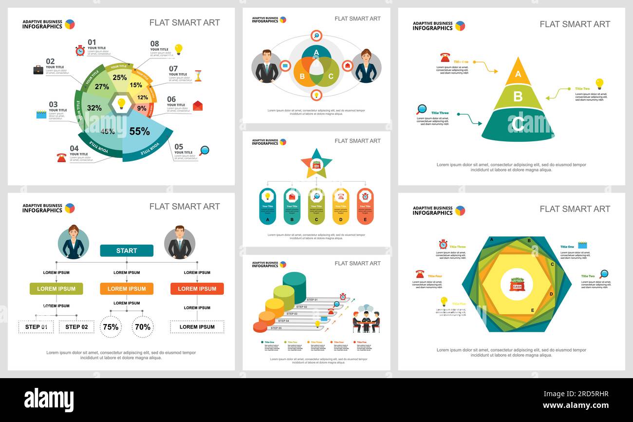 Colorful research or management concept infographic charts set Stock ...