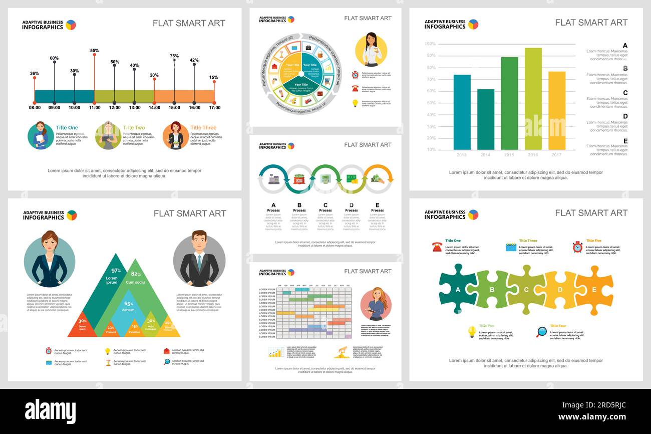 Colorful infochart diagrams set for presentation slide templates Stock ...