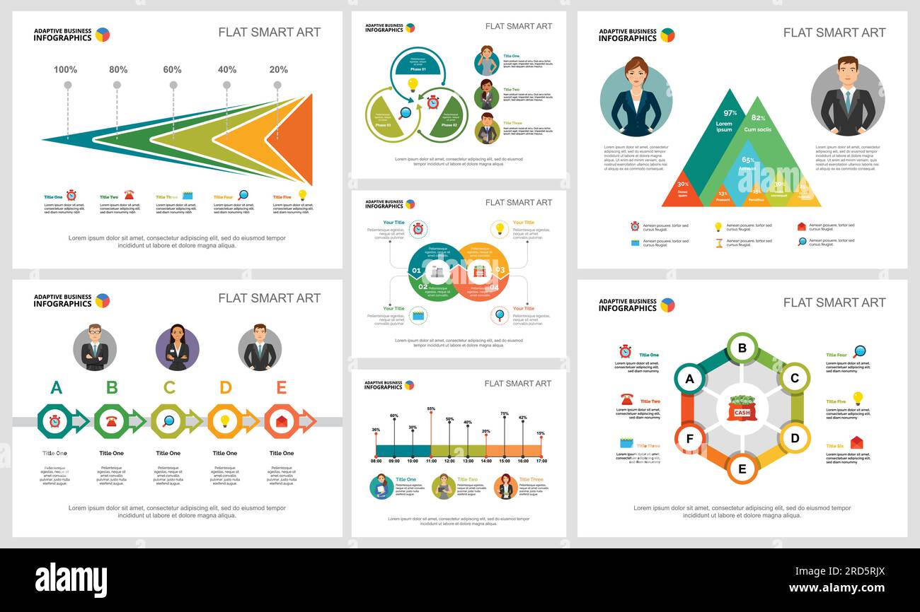 Colorful economy or research concept infographic charts set Stock ...