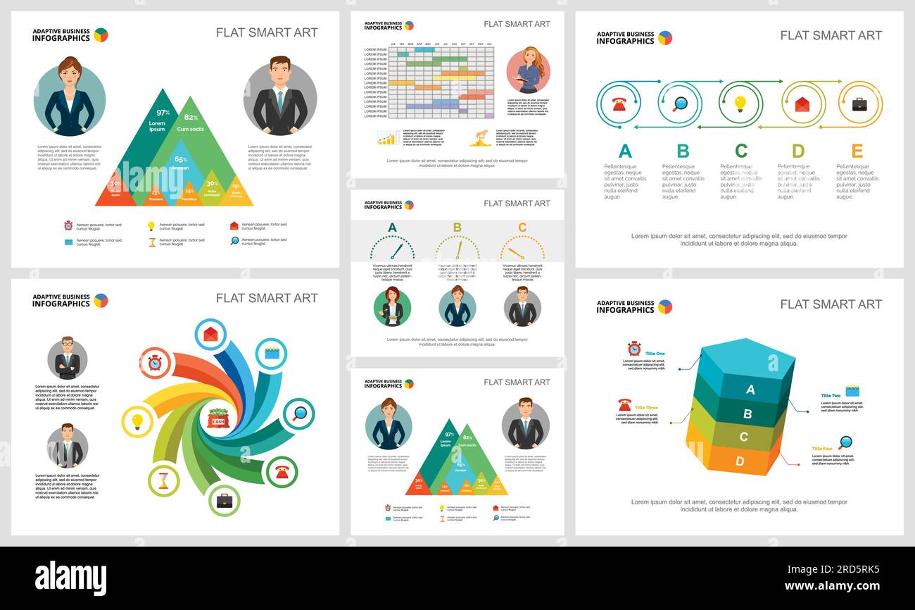 Colorful finance and analytics concept infographic charts set Stock ...