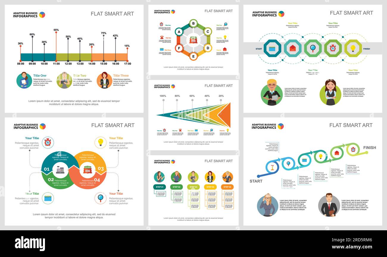 Colorful business planning infographic charts set Stock Vector Image ...