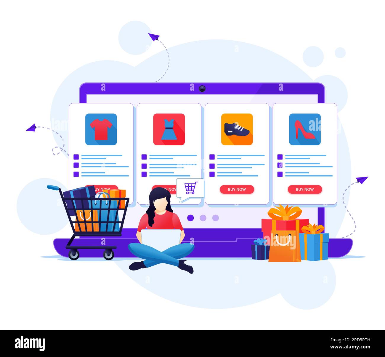 Woman buys computer Stock Vector Images - Alamy