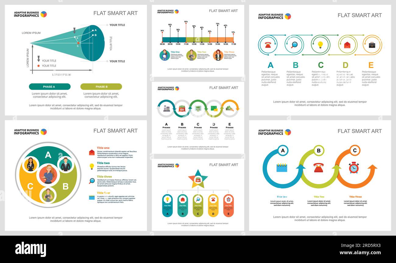 Colorful management or consulting concept infographic charts set Stock ...