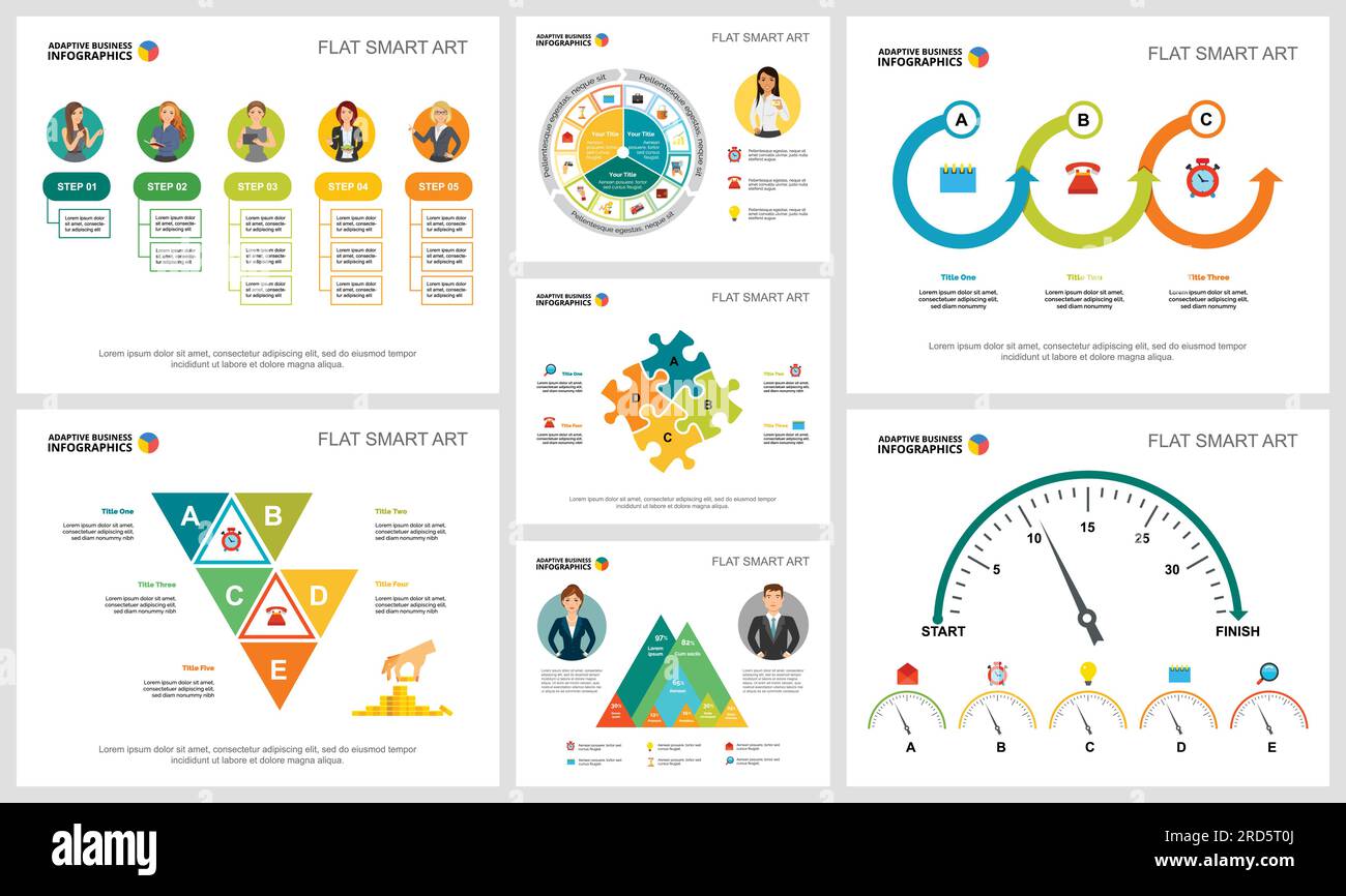 Colorful planning or startup concept infographic charts set Stock ...