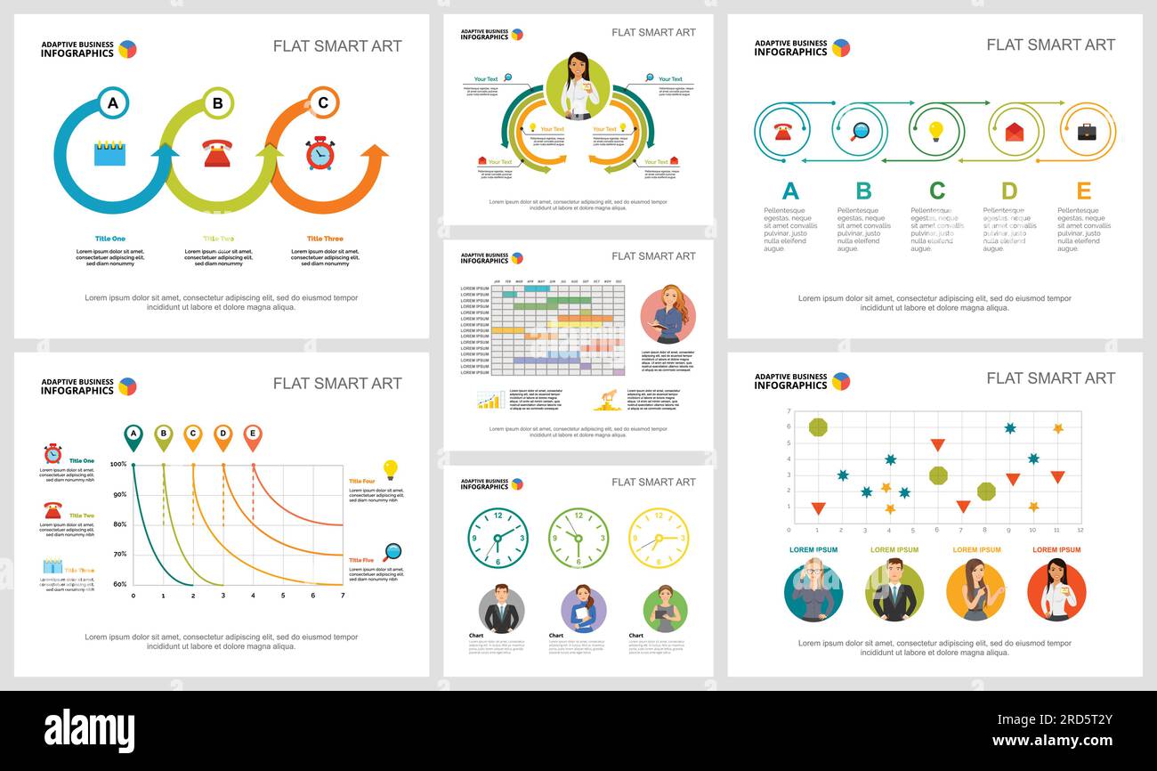 Colorful workflow or teamwork concept infographic charts set Stock ...
