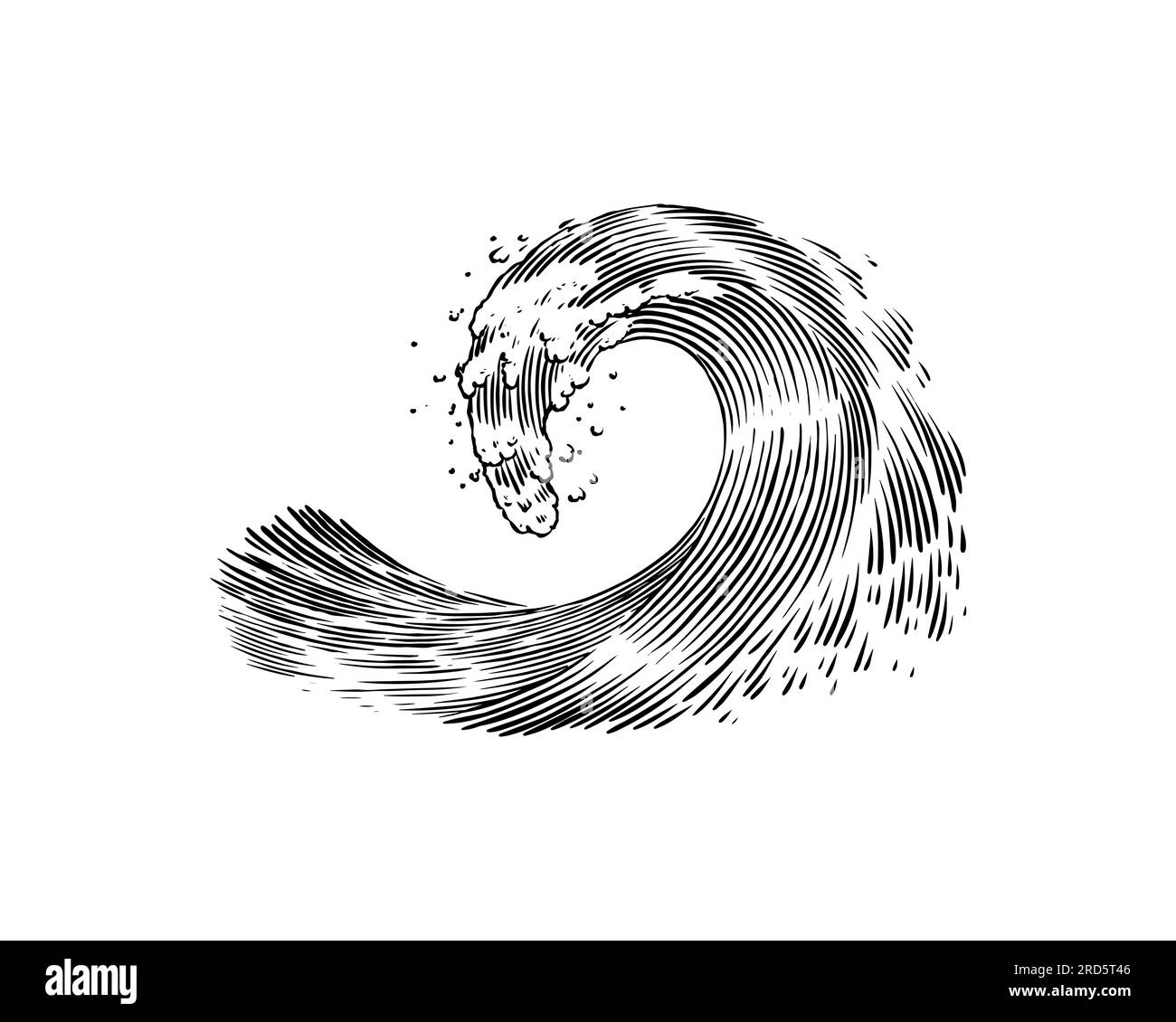 Atlantic tidal waves. Vintage old engraved hand drawn labels. Marine ...