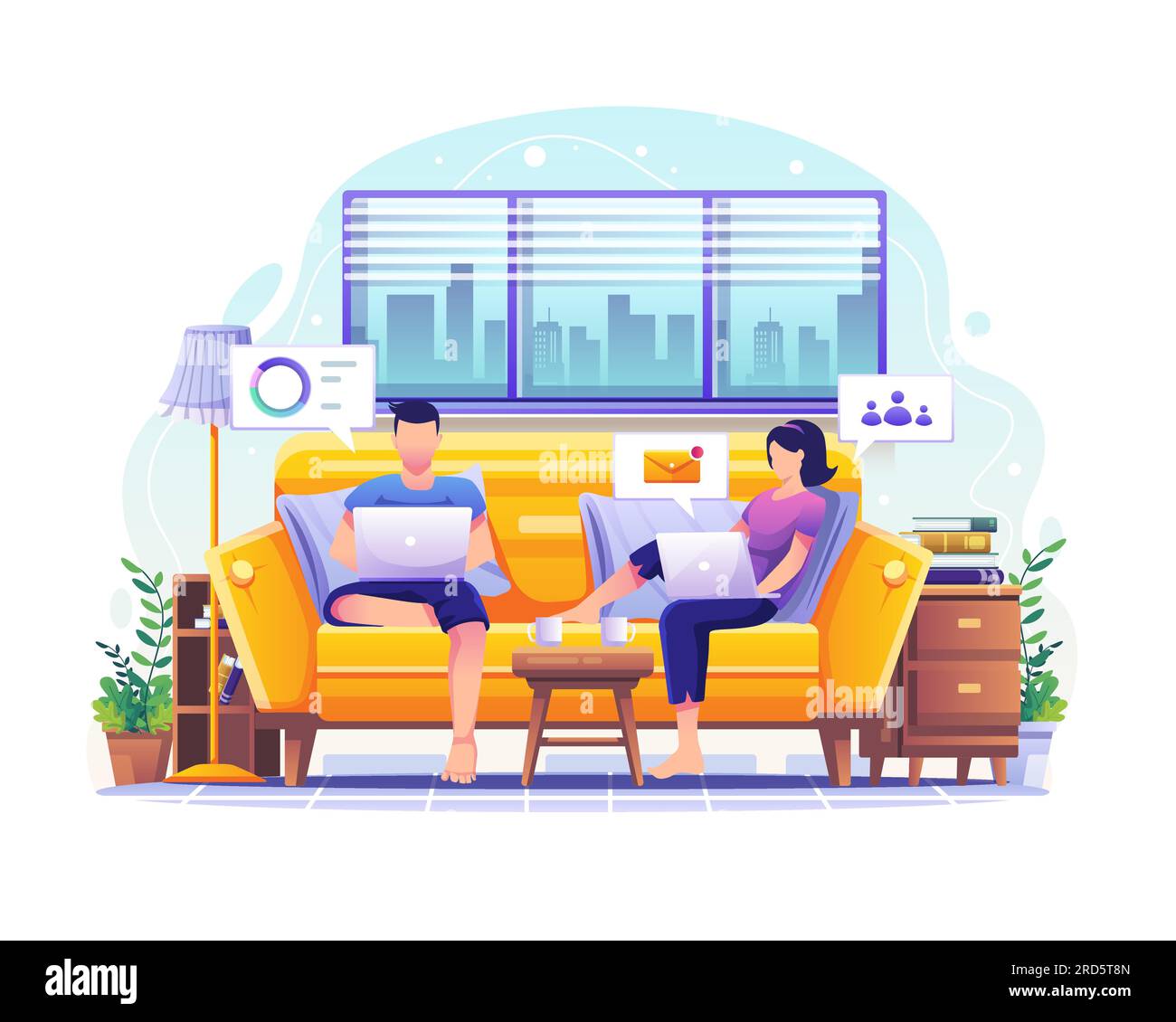 Working on computers cartoon Stock Vector Images - Alamy