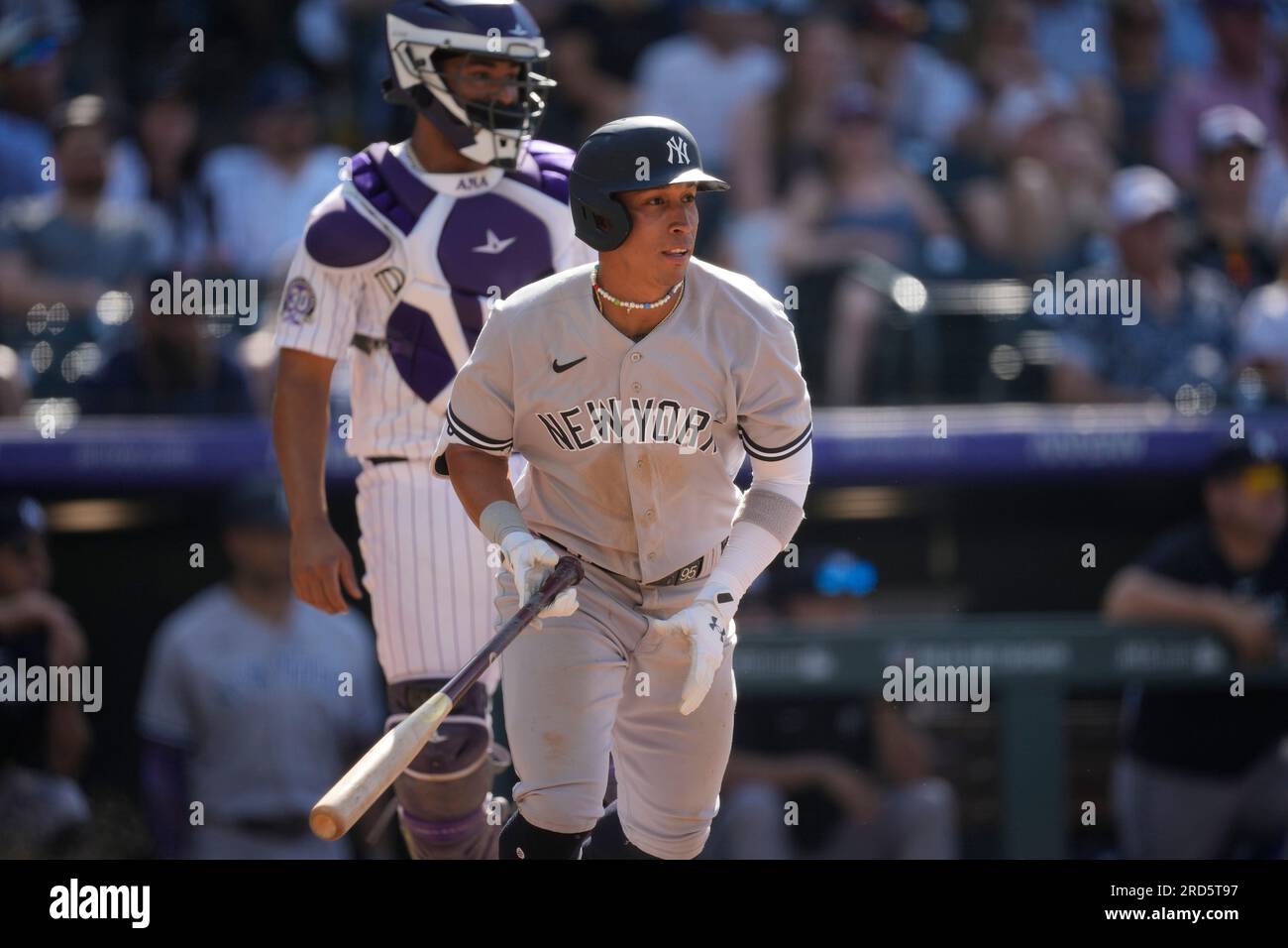New York Yankees left fielder Oswaldo Cabrera (95) in the 11th inning ...