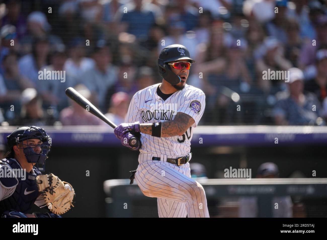 Colorado Rockies second baseman Harold Castro (30) in the ninth inning ...