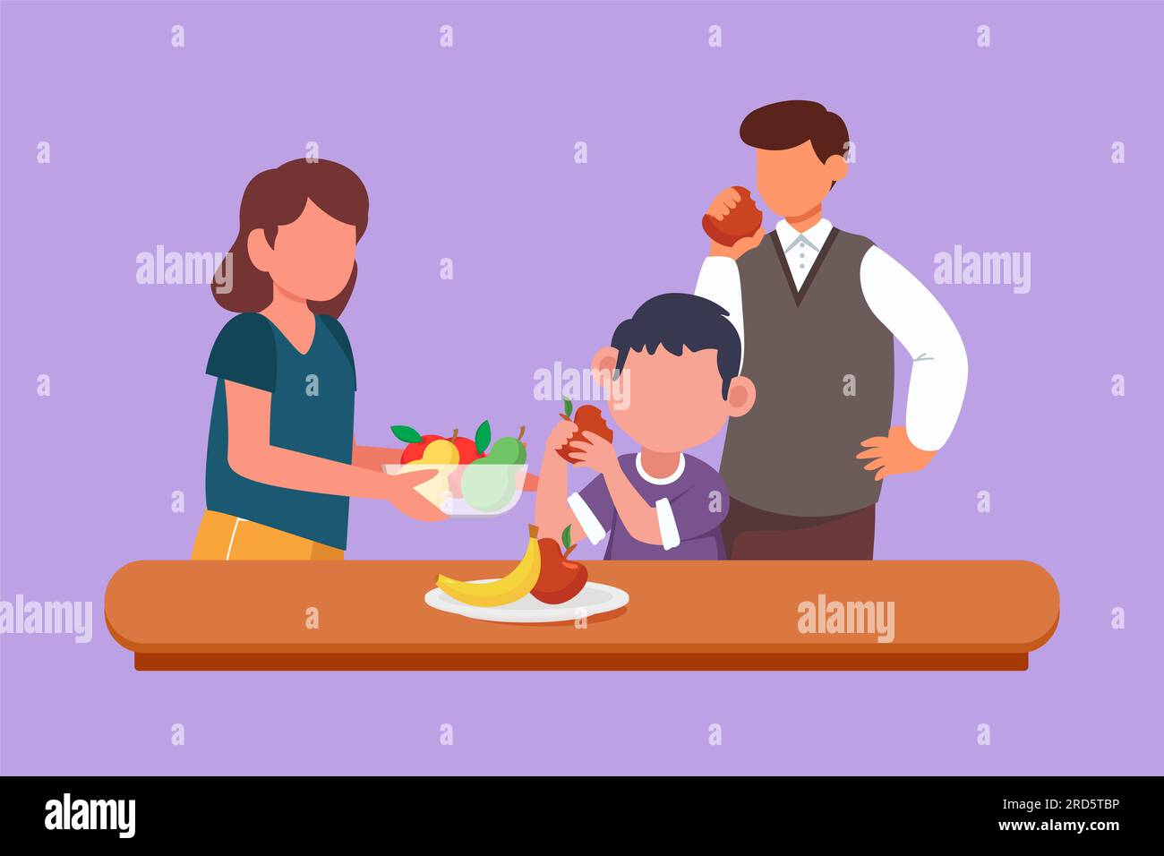 Graphic flat design drawing healthy food for kids and family concept ...