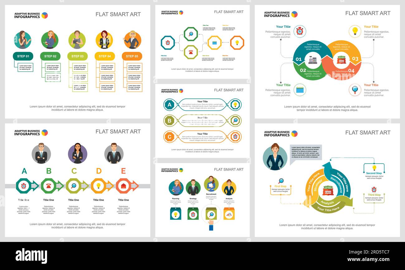 Colorful diagrams set for presentation slide templates Stock Vector ...