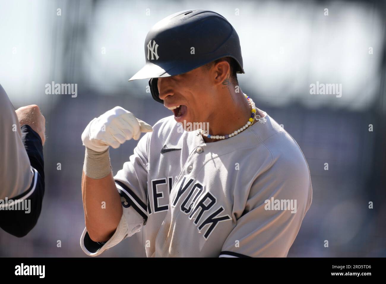 New York Yankees left fielder Oswaldo Cabrera (95) in the 11th inning ...