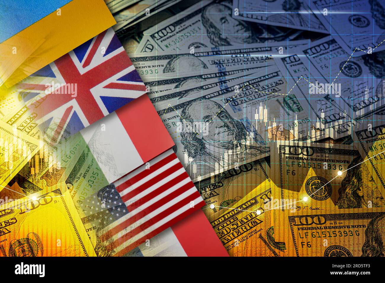 Foreign exchange market. Double exposure of money, digital currency ...