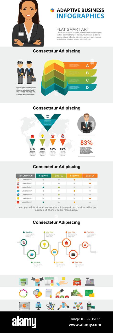 Partnership and research concept infographic charts set Stock Vector ...