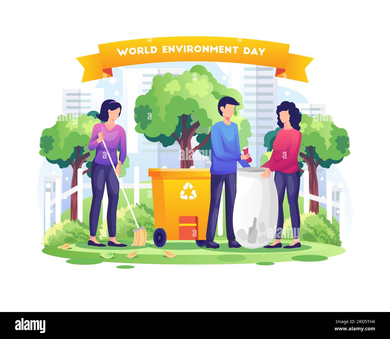 People Cleaning The Environment Drawing