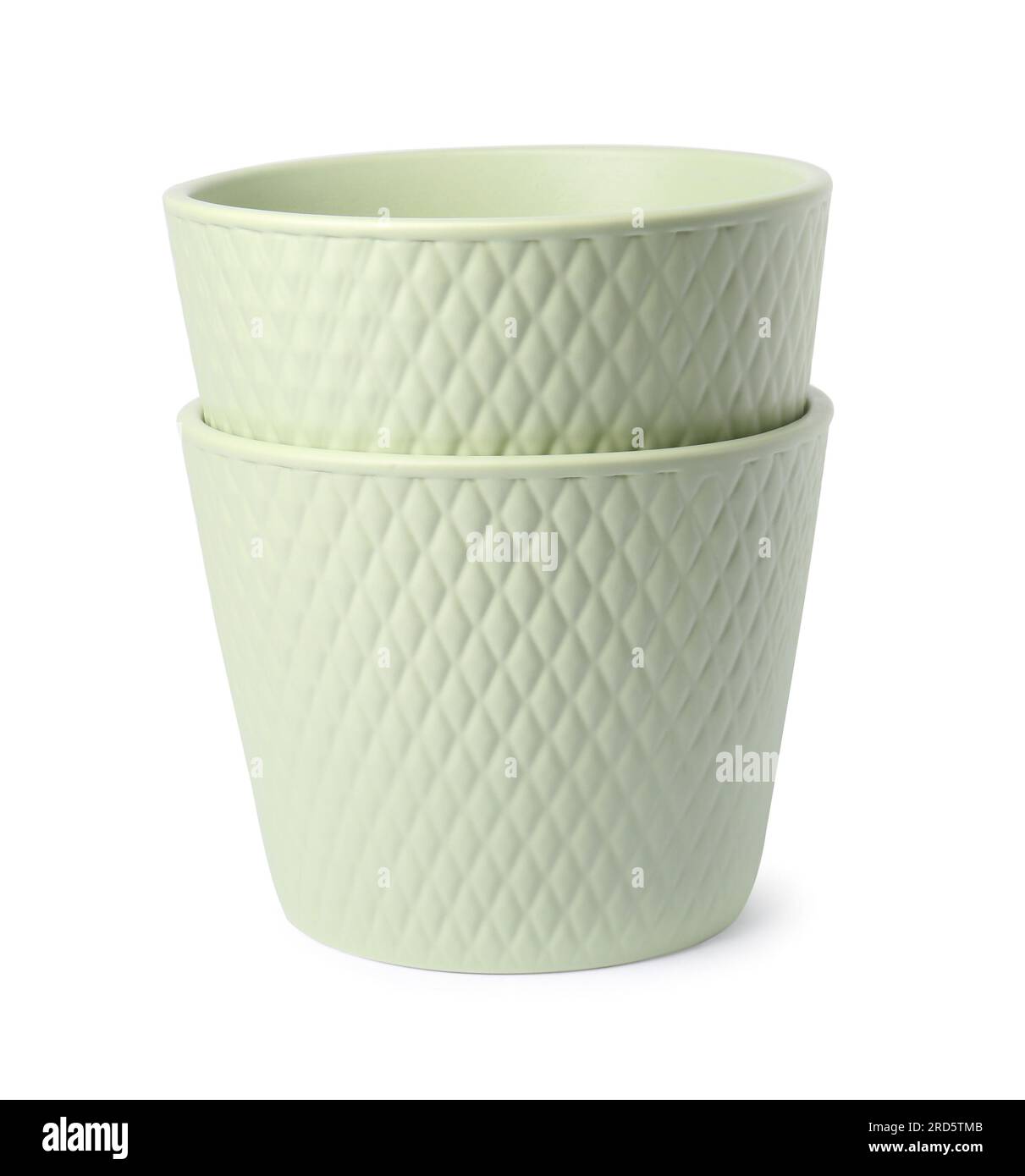 Empty ceramic flower pots on white background Stock Photo - Alamy