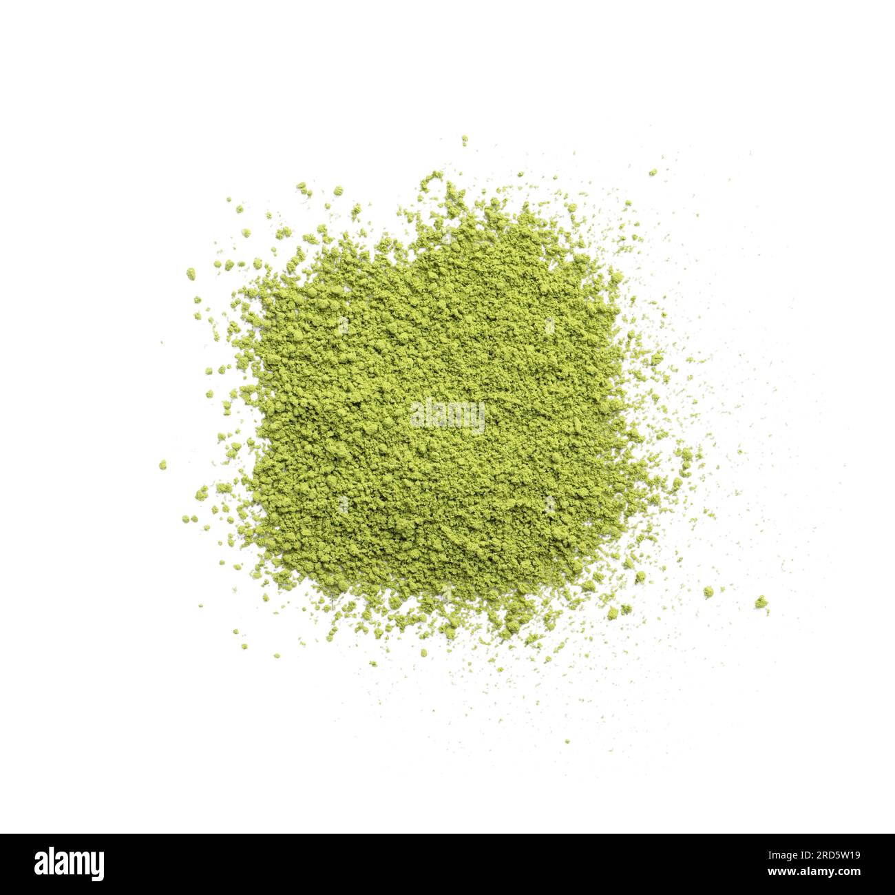 Pile of green matcha powder isolated on white, top view Stock Photo - Alamy