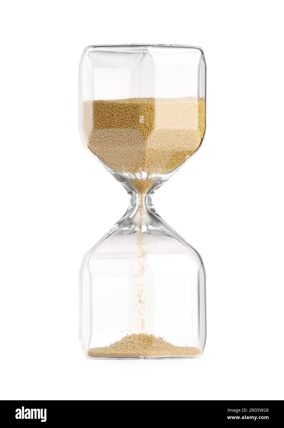 Hourglass with flowing sand isolated on white Stock Photo - Alamy