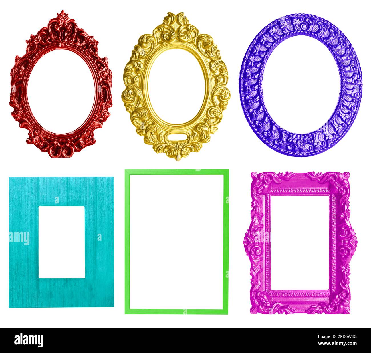 Collage with bright frames on white background Stock Photo - Alamy