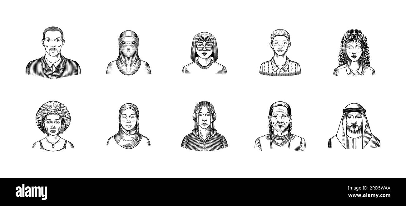 Human Avatars Collection. Diverse faces of people. Characters set ...