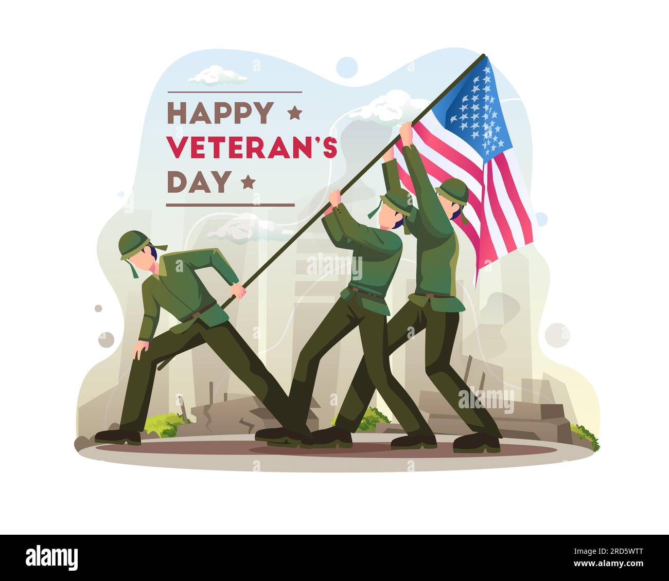 Army soldiers holding american flag Stock Vector Images - Alamy