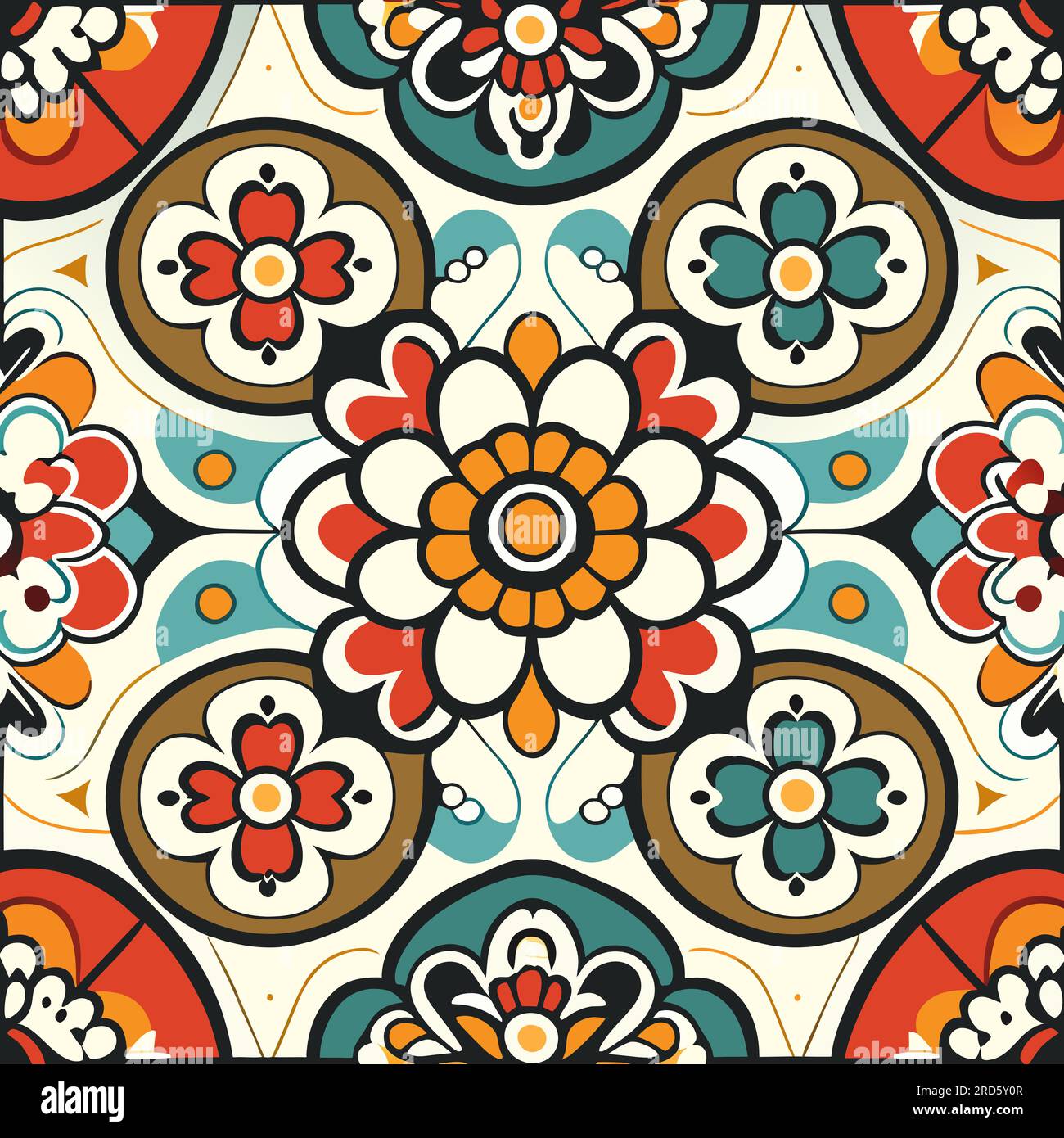 seamless ethnic rotary repeat fabric and tile design Stock Photo - Alamy