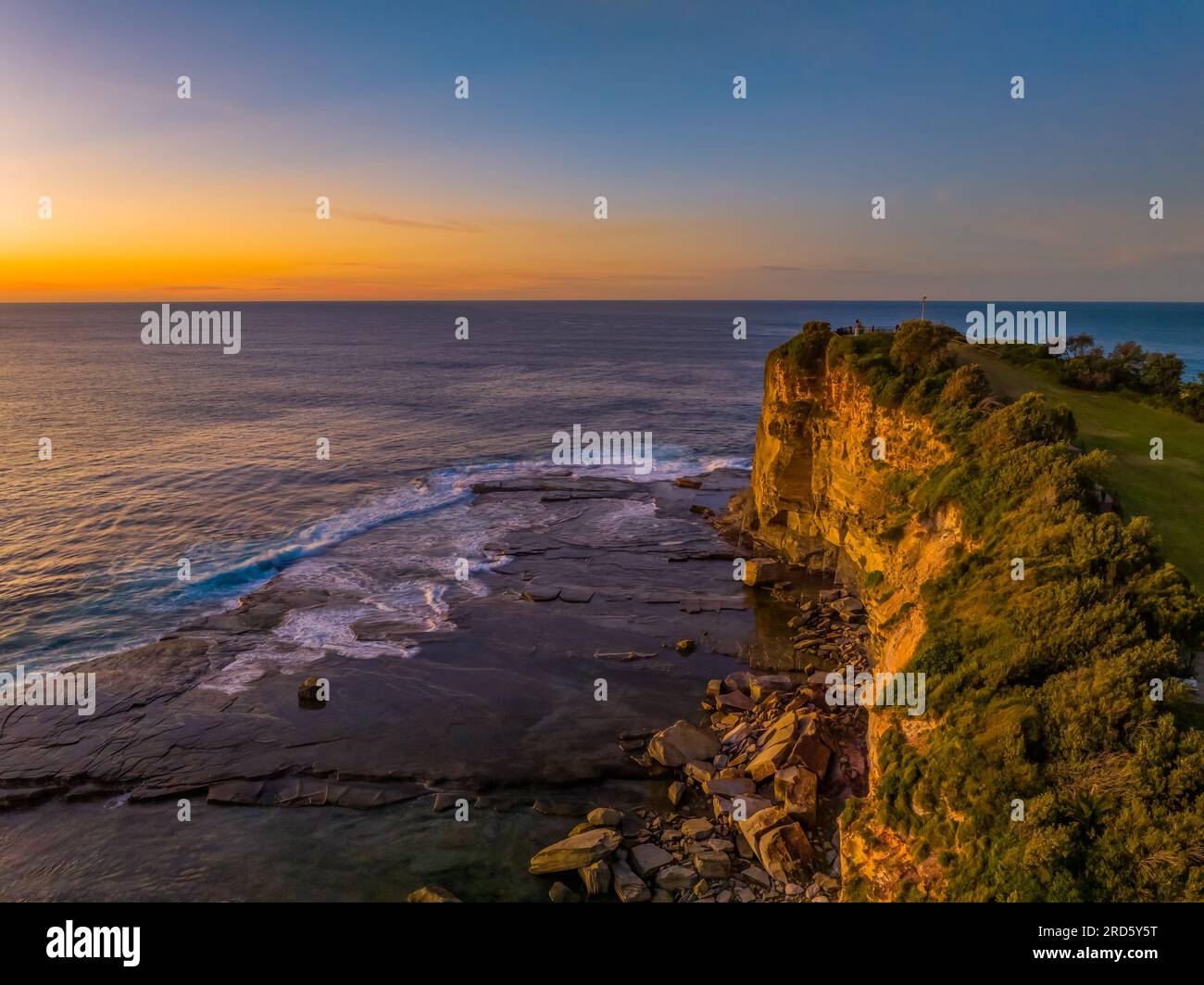 Aerial sunrise seascape from The Skillion in Terrigal, NSW, Australia Stock Photo - Alamy