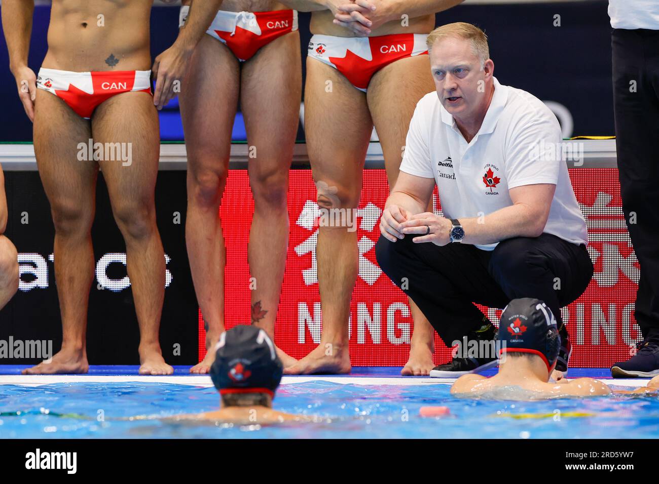 Fukuoka, Japan. 19th July, 2023. headcoach Patrick Oaten of Canada during the World Aquatics ...