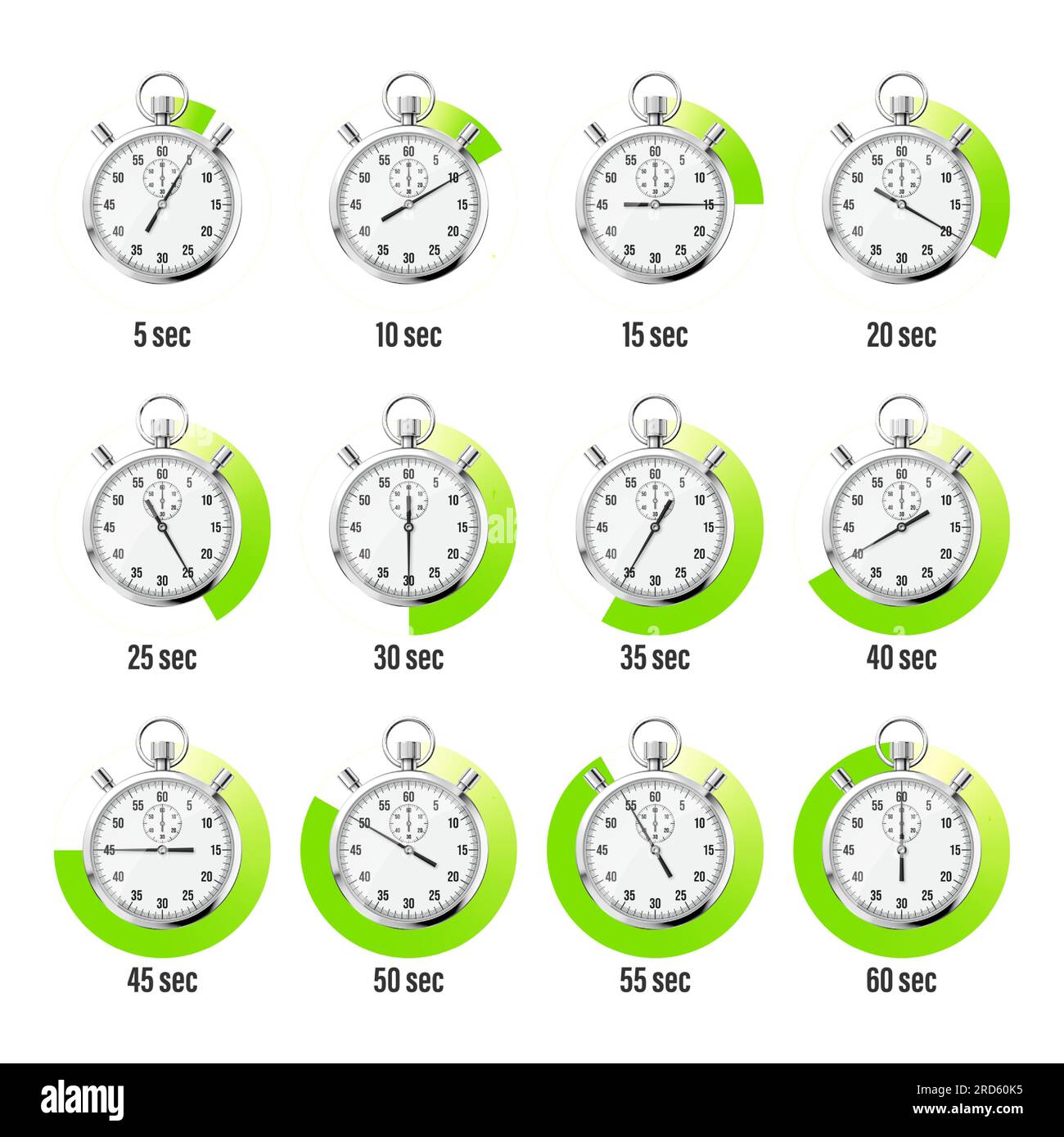 Realistic classic stopwatch. Shiny metal chronometer, time counter with ...