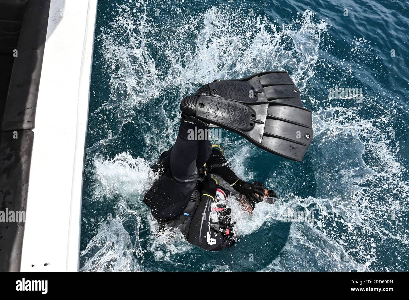 CARTAGENA, COLOMBIA (July 18, 2023) - A Colombian Diver enters the ...