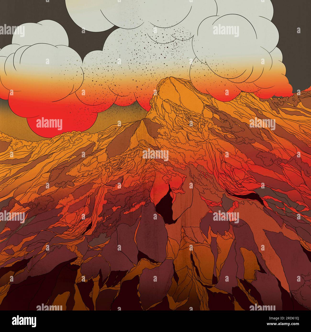 Volcanic eruption, illustration Stock Photo - Alamy