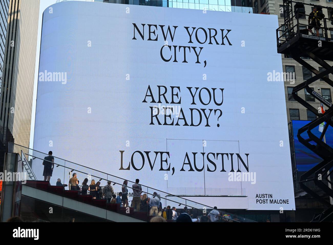Post Malone performs a free concert on an outdoor stage at TSX Broadway ...