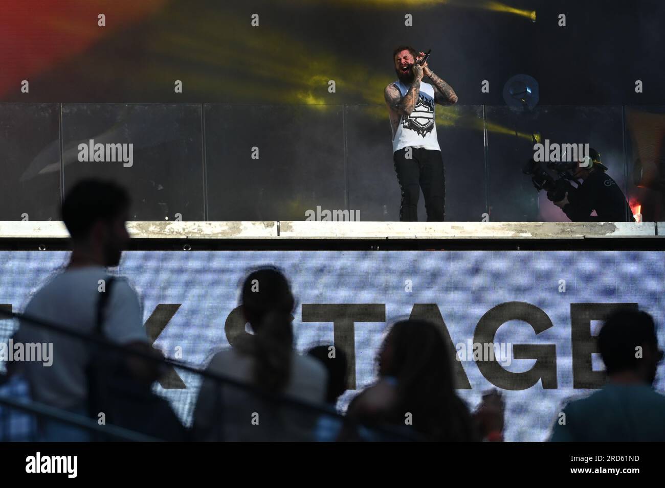 Post Malone performs a free concert on an outdoor stage at TSX Broadway ...