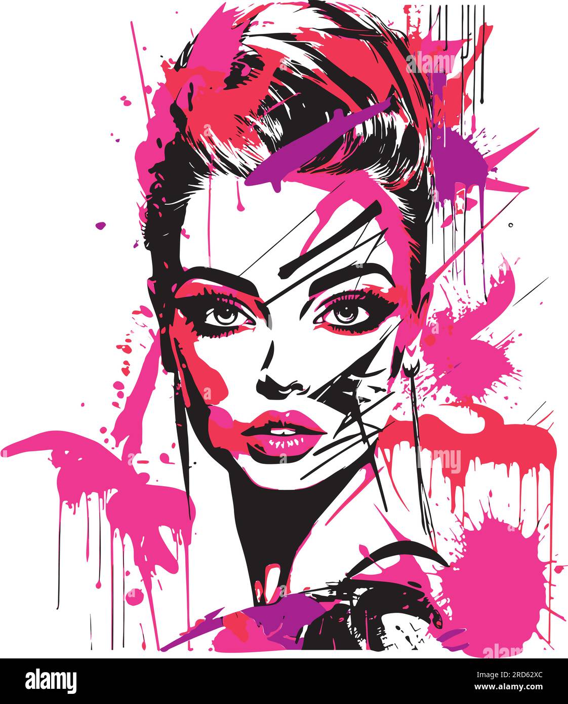 Woman's face in a splash painting style, showcasing artistic flair with ...