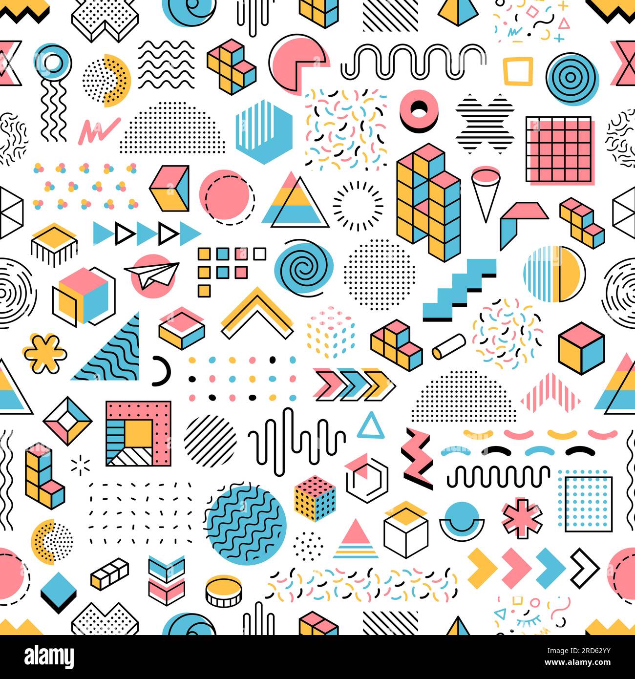 Memphis pattern background, abstract shapes and geometric elements, seamless vector. Memphis ...