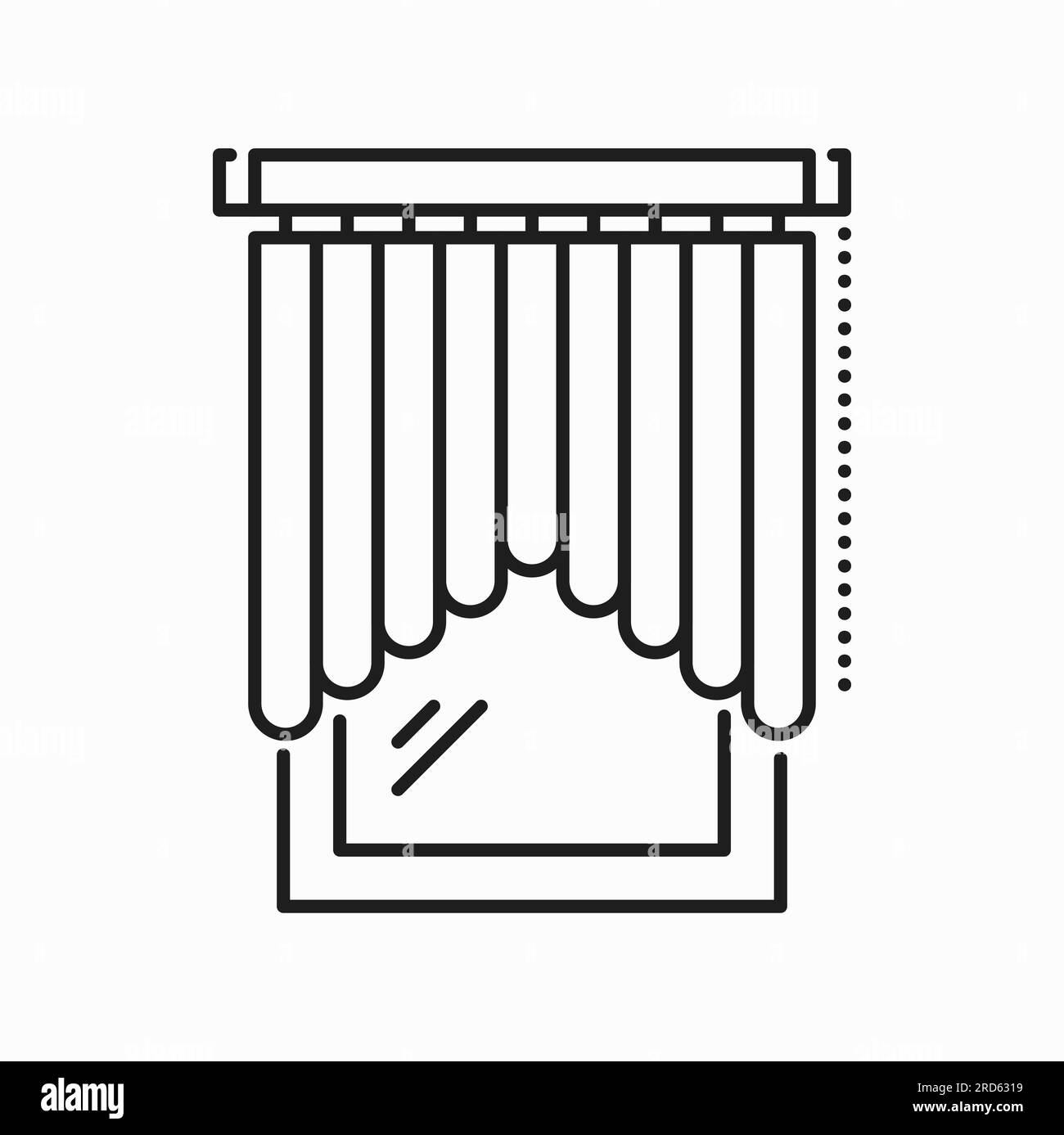 Vertical jalousie on half window, modern curtains, line art blinds ...