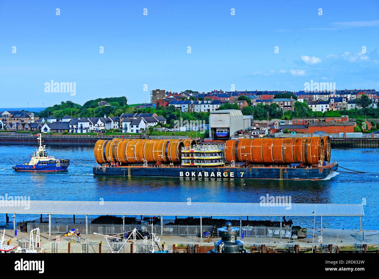 Tugs Svitzer Jubilee and Multratug 19 delivering Bokabarge 7 with four ...