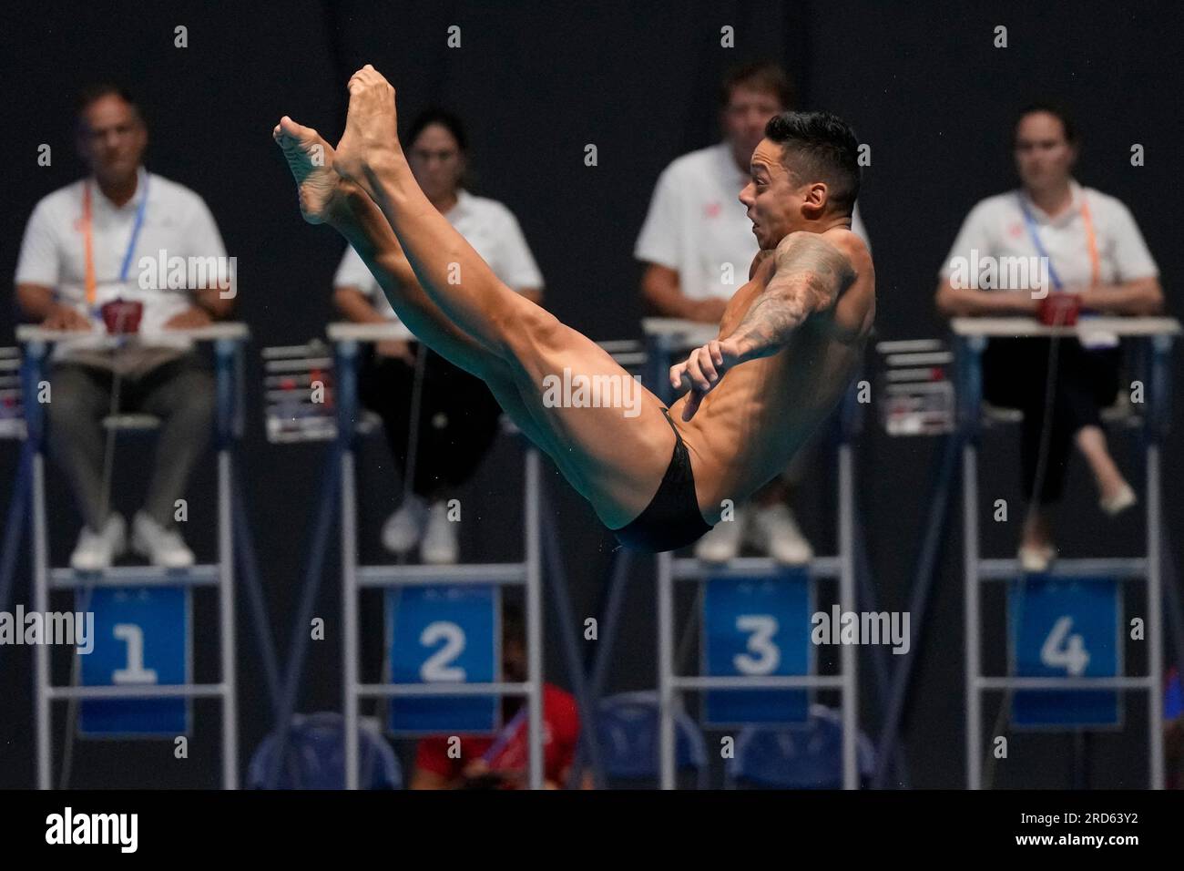 Diego Carquin of Chile competes in the Men's diving 3m Springboard at ...
