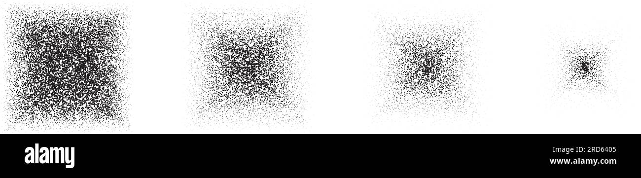 Vanishing stippled square texture set. Black disappearing dotted gritty ...