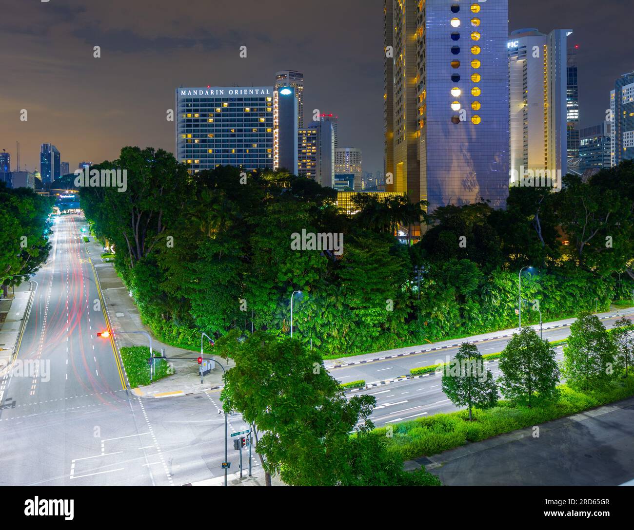 A night view of Raffles Avenue (far left) at its intersection with ...