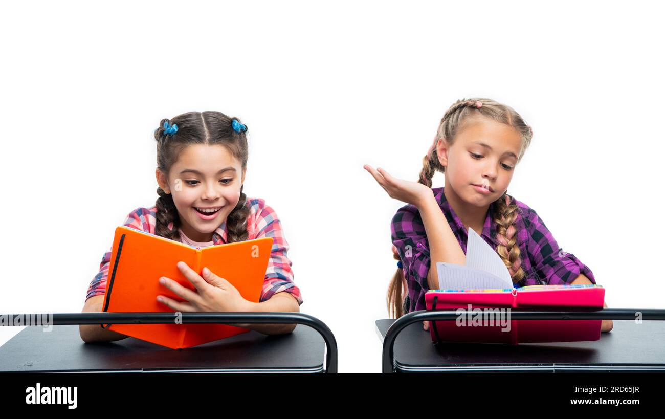 school children study with book. School children study in classroom ...