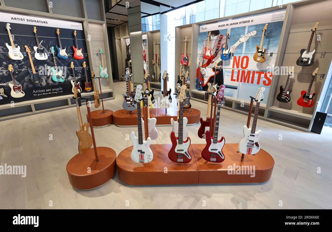 A photo shows FENDER FLAGSHIP TOKYO in Shibuya Ward, Tokyo on July 19 ...