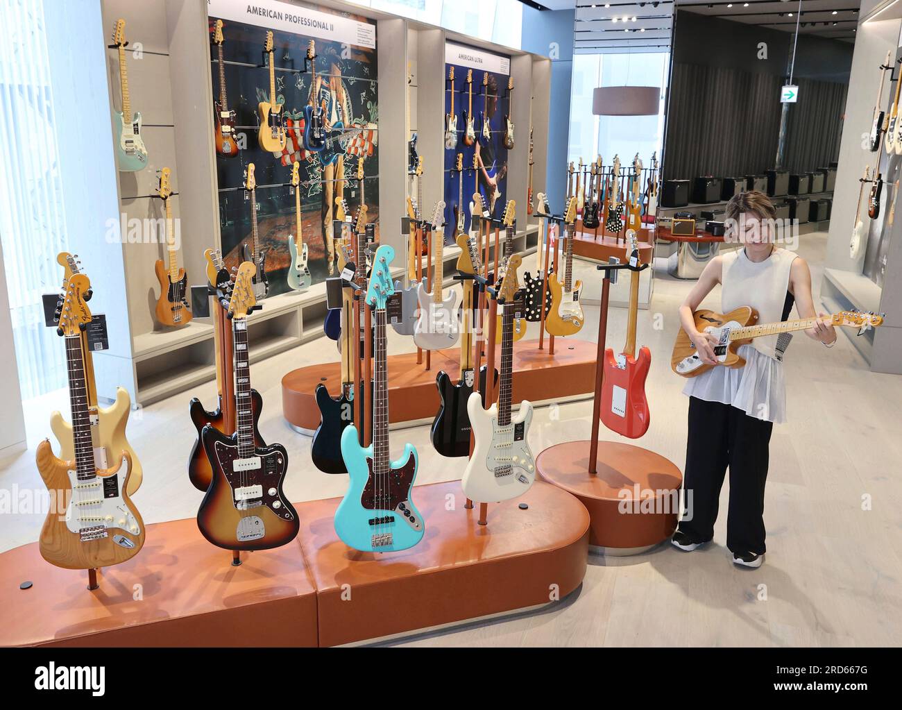 A photo shows FENDER FLAGSHIP TOKYO in Shibuya Ward, Tokyo on July 19 ...