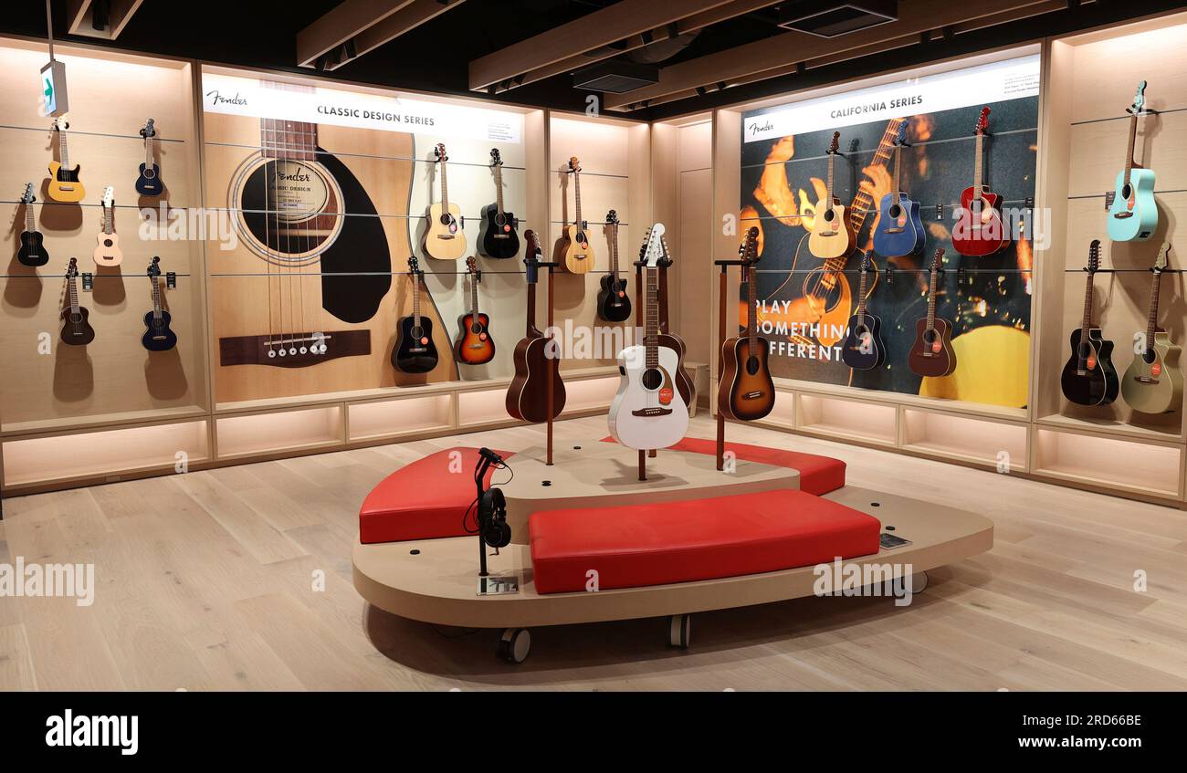 A photo shows FENDER FLAGSHIP TOKYO in Shibuya Ward, Tokyo on July 19 ...